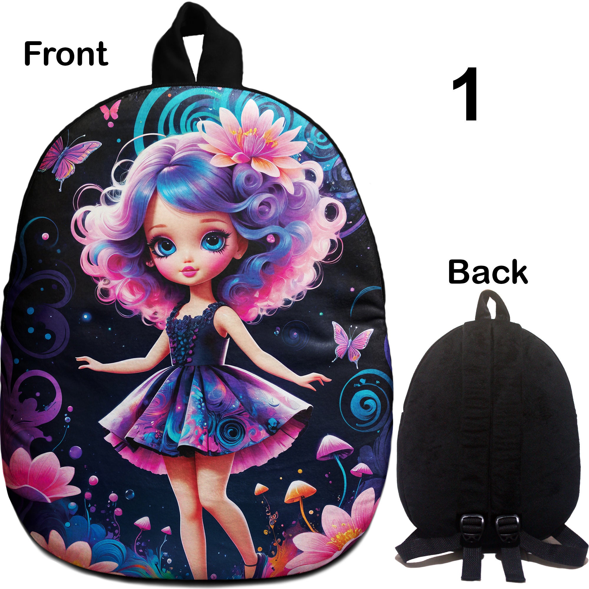 Toddler Girl Backpack Black Color Girl Backpack Barbie Backpack Bags ...