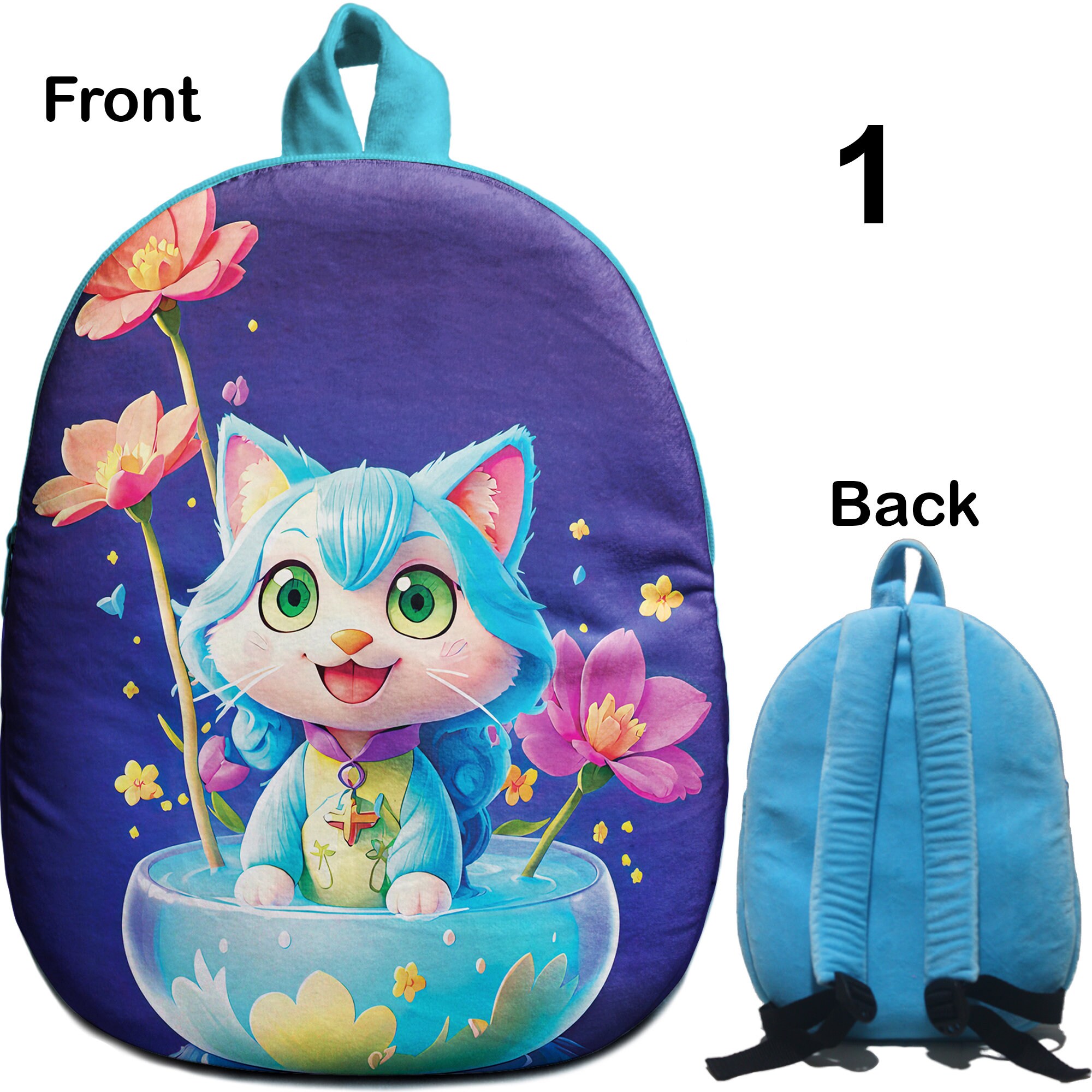 Toddler Boy Backpack Cute Animals Design Backpack Blue and Purple Kids ...