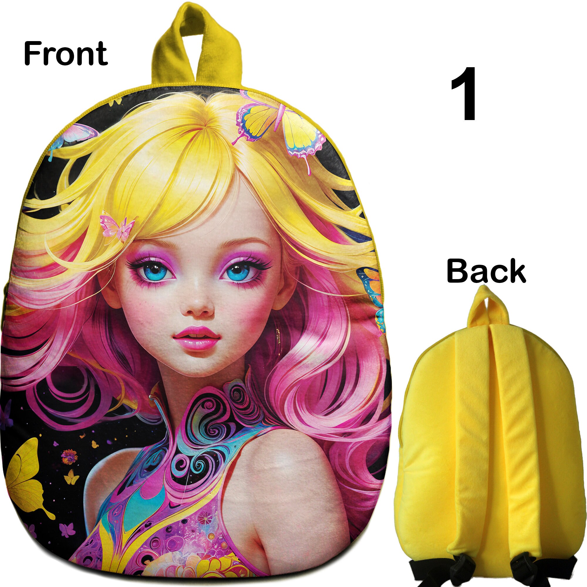 Yellow Color Girl Backpack Barbie Girl Backpack Bags for 2, 3, 4 Year ...