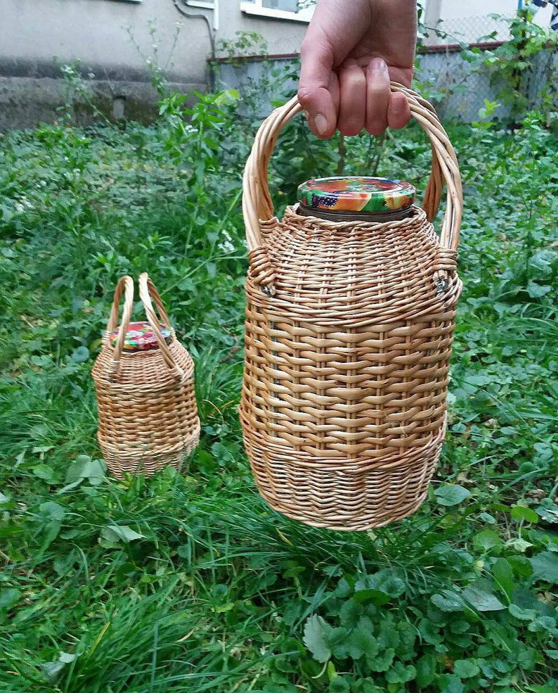 Wicker Demijohn Bottle Picnic Water Bottle Holder Wine Juice - Etsy