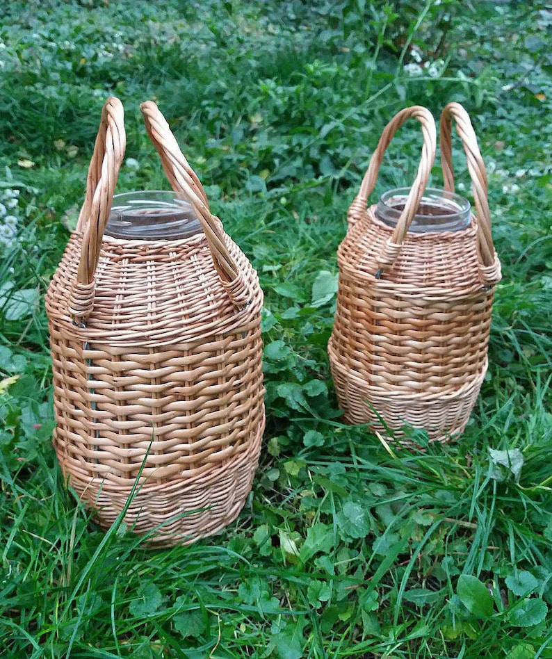 Wicker Demijohn Bottle Picnic Water Bottle Holder Wine Juice - Etsy