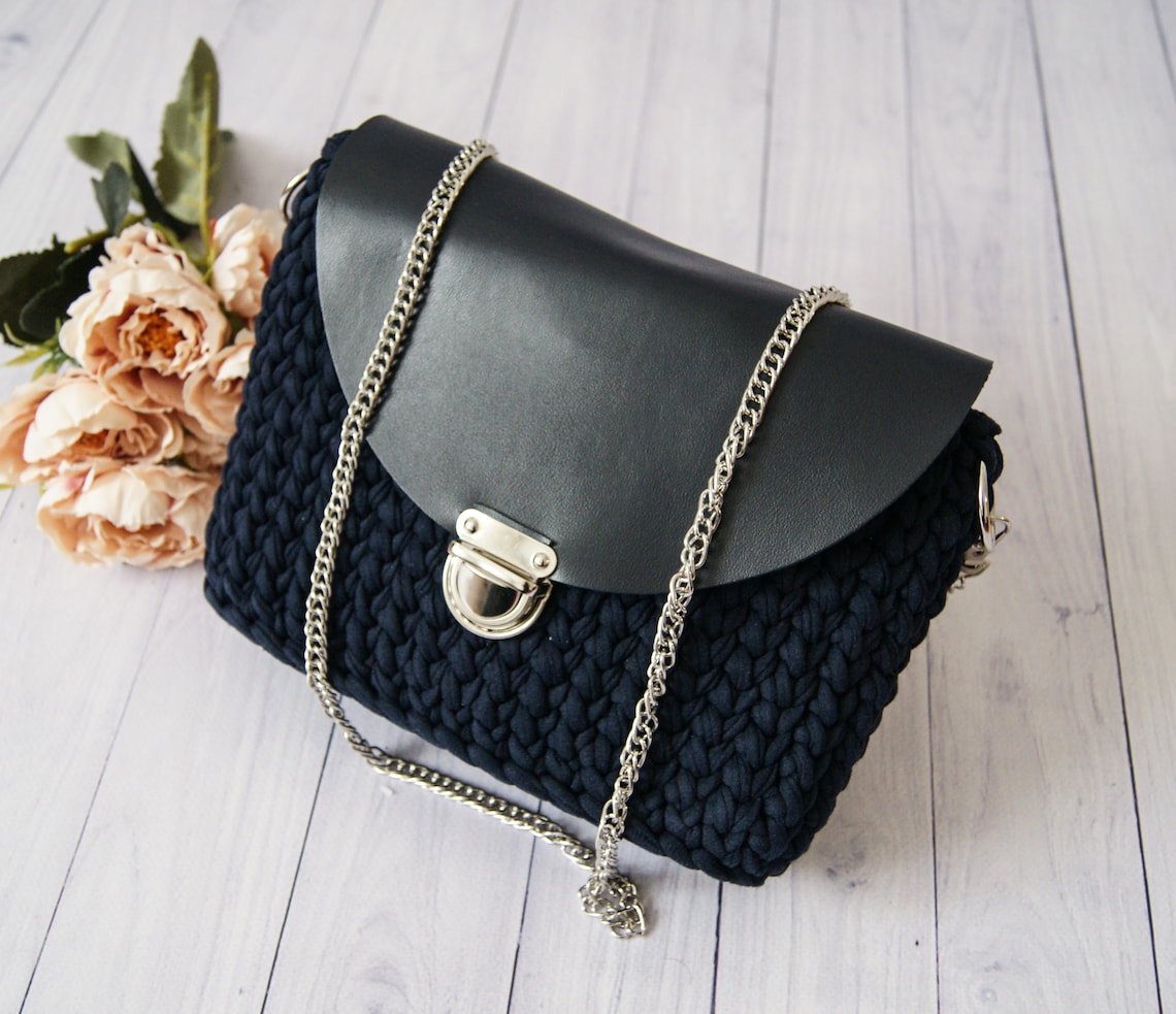Navy Blue Small Crossbody Bag for Women Crochet Bag Designer - Etsy