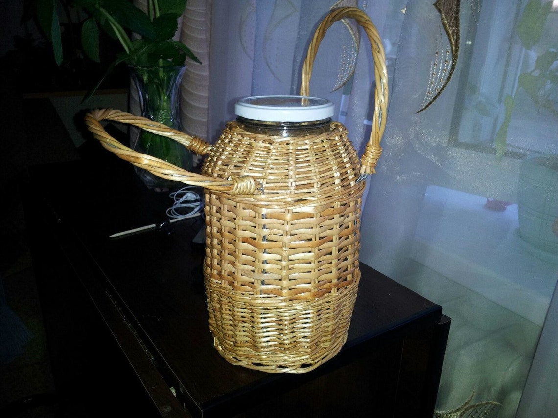Wicker Demijohn Bottle Picnic Water Bottle Holder Wine Juice - Etsy