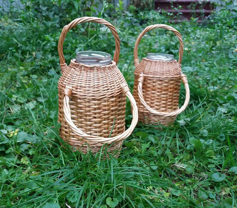 Wicker Demijohn Bottle Picnic Water Bottle Holder Wine Juice - Etsy