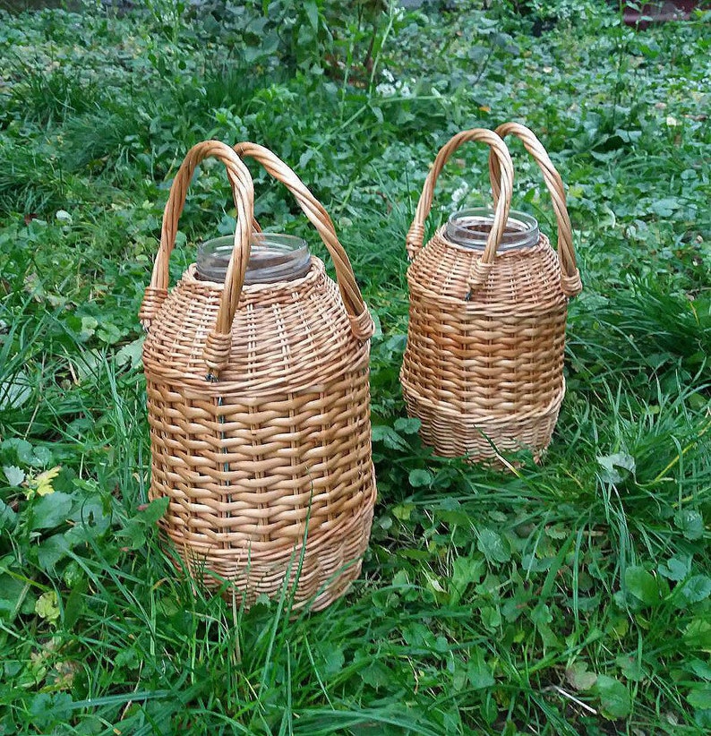 Wicker Demijohn Bottle Picnic Water Bottle Holder Wine Juice - Etsy
