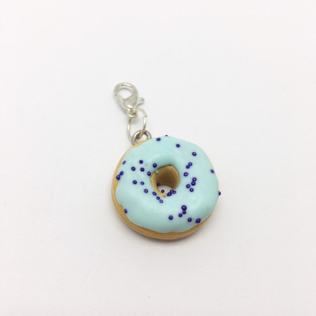 Pastel Blue Fimo Donut Paste Pendant With Dark Blue Microbeads - Etsy