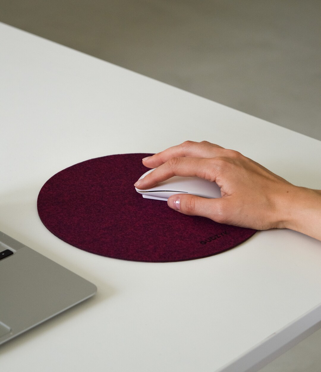 Minimalist Plum Eco Felt Mouse Pad: Round Laptop Accessory - Etsy