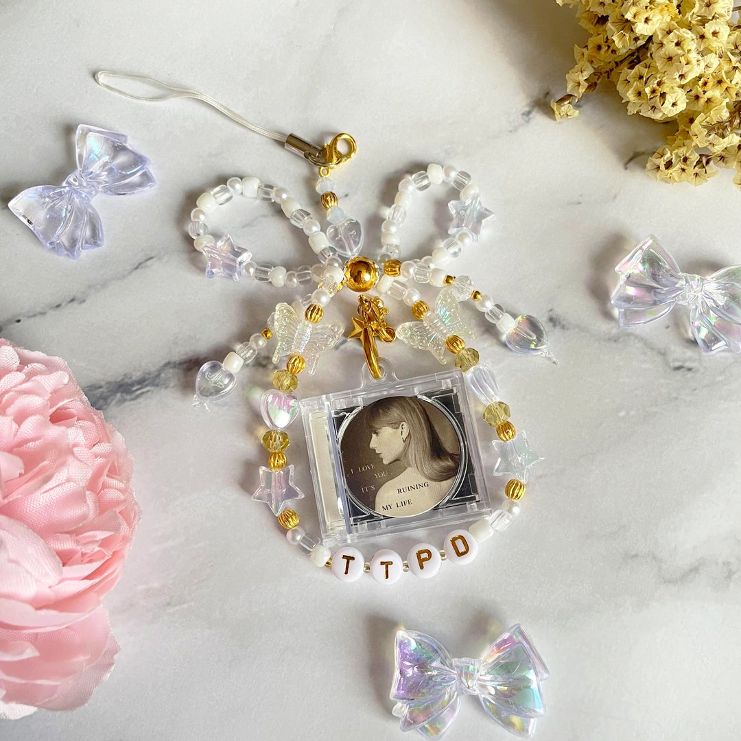 Customized Taylor Swift TTPD NFC Mini Album/y2k Beaded Bow Keychain ...