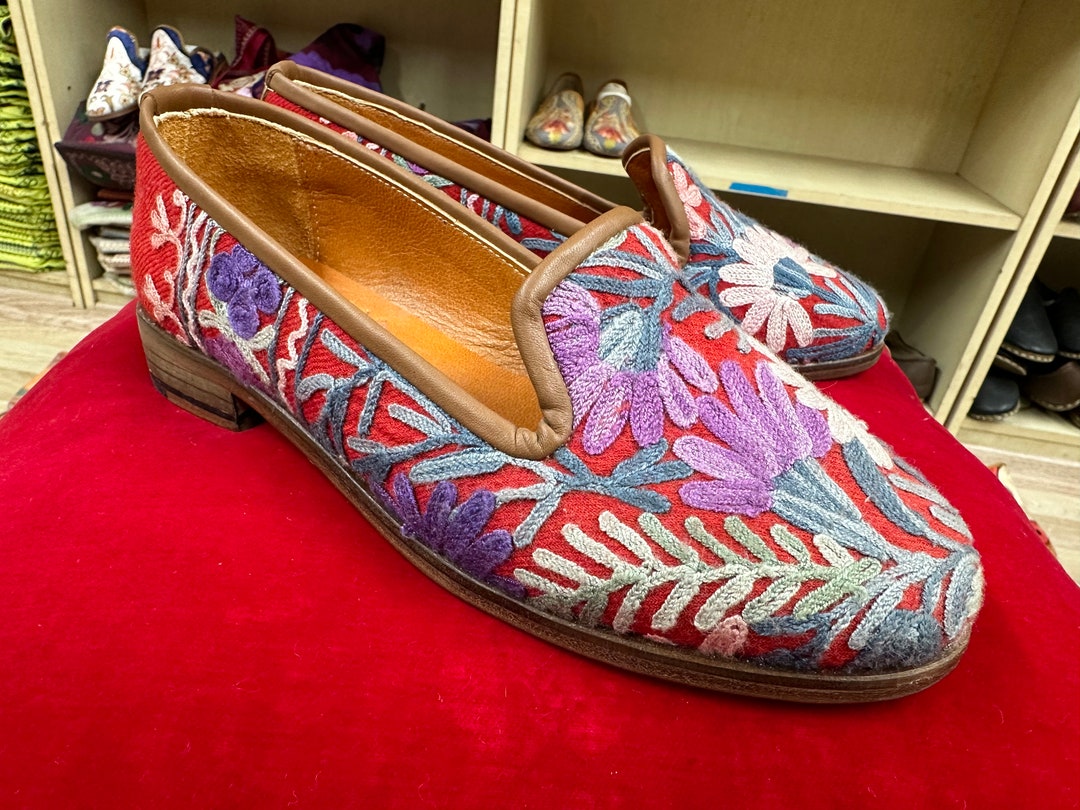 Handmade Us-5 Eu-35 Cashmere Loafers, Unique Mules, Handmade Shoes ...