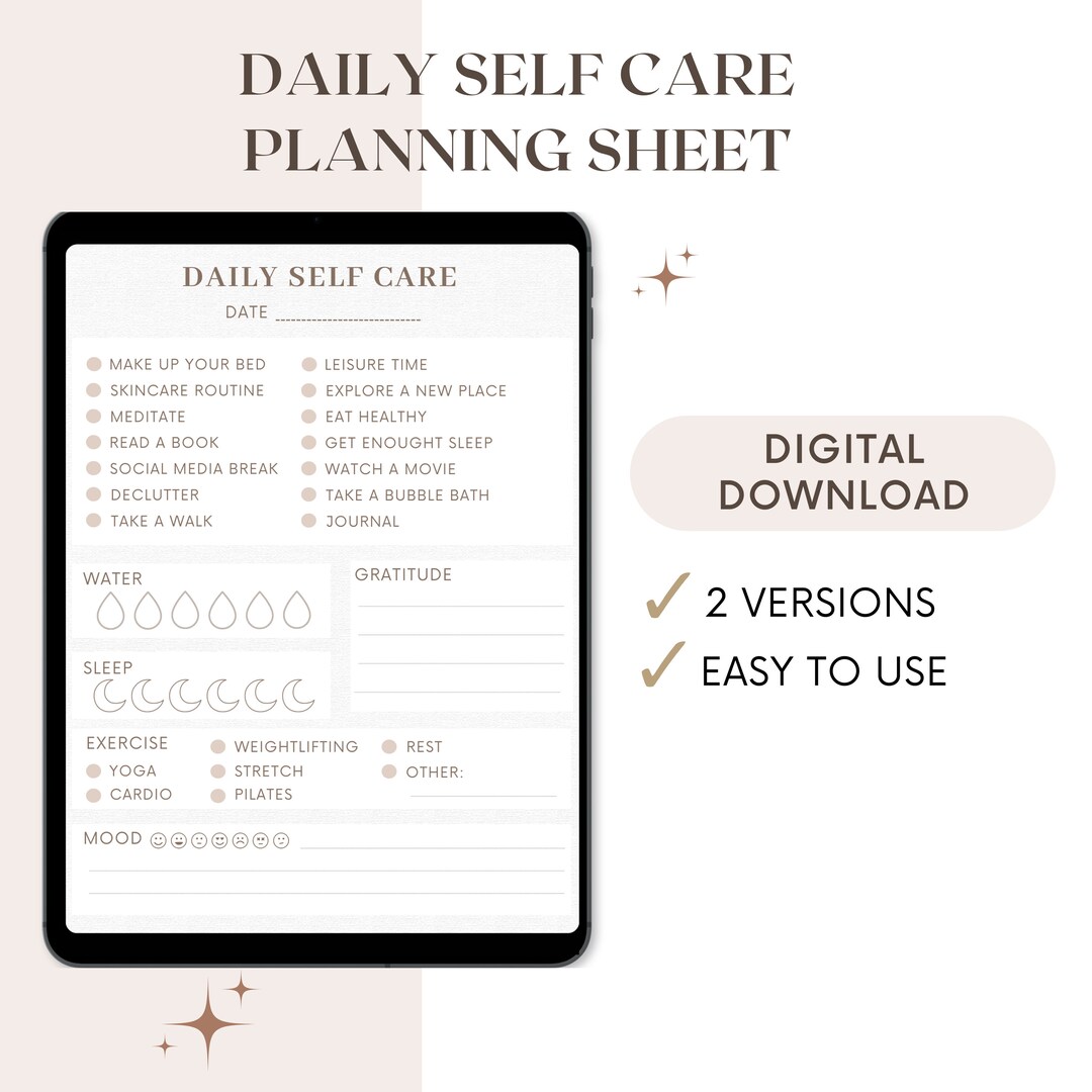 Digital Planner Page Self Care Planner Page Daily Planner Page