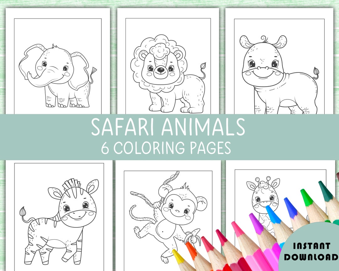 Safari Animals Coloring Pages, Simple Animals Coloring Sheets, Kids ...