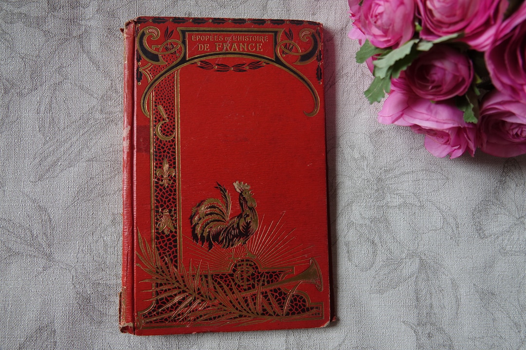 Very Vintage Red Book Cover Rooster Pattern for Making Journal - Etsy