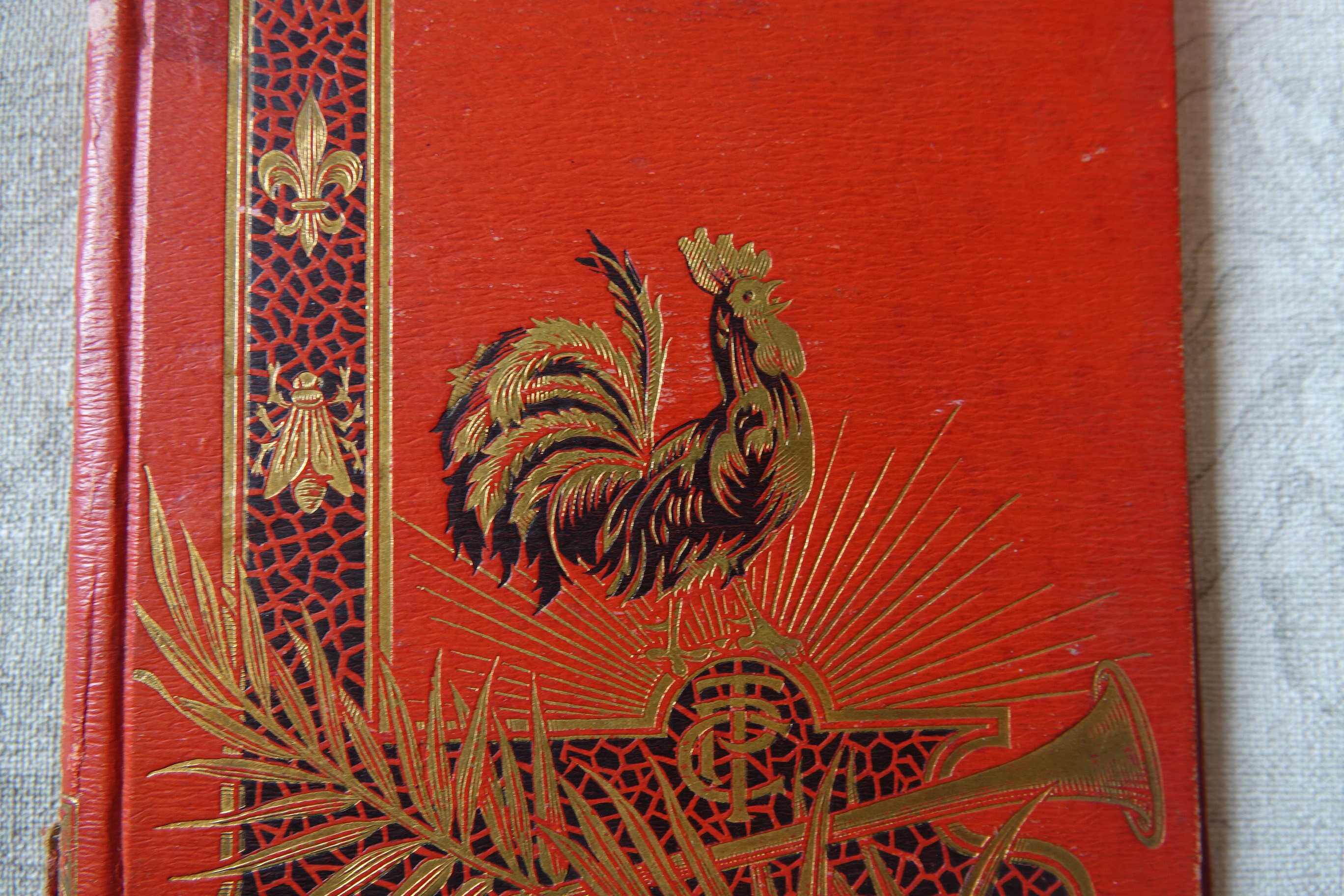 Very Vintage Red Book Cover Rooster Pattern for Making Journal - Etsy