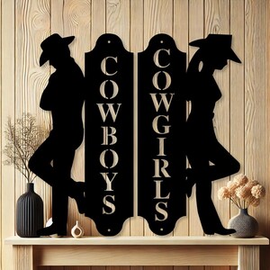 Western Restroom Door Signs | Rustic Outhouse Restaurant Signage (set ...