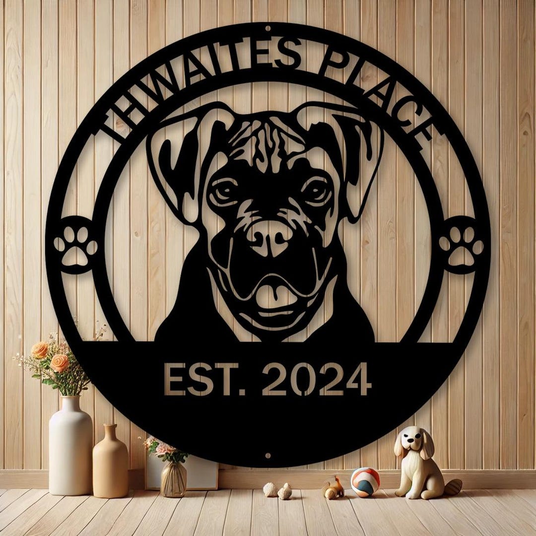 Personalized Boxer Dog Metal Sign | Custom Pet Gifts - Etsy