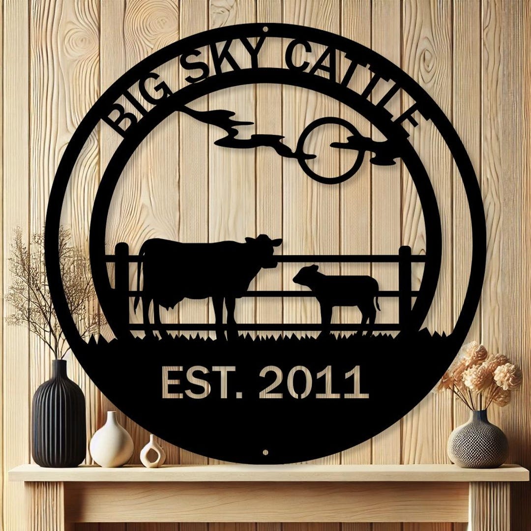 Personalized Cattle Ranch Metal Sign | Custom Farmhouse Art Decorations ...