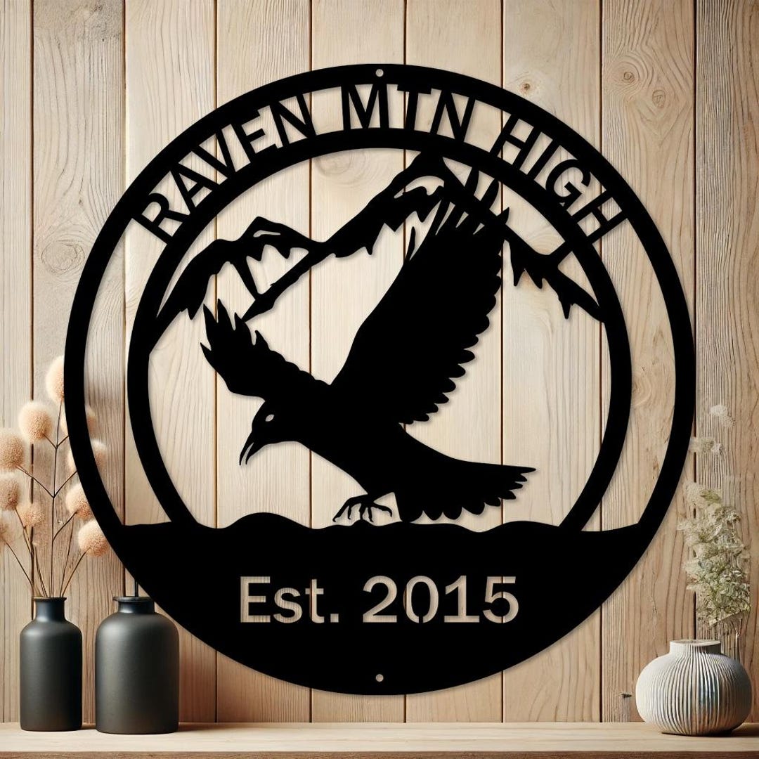 Personalized Flying Raven Metal Sign | Western Art Decor - Etsy