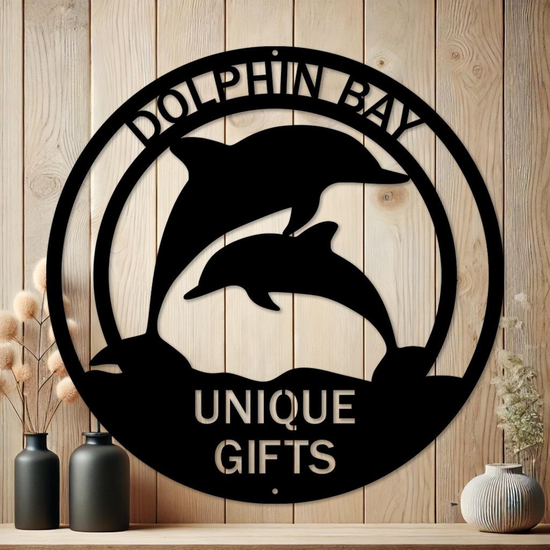 Personalized Dolphin Metal Sign | Custom Beach House Decor - Etsy