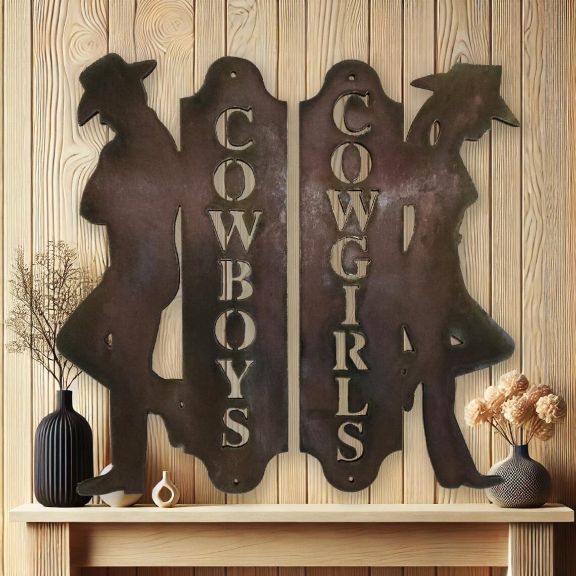 Western Restroom Door Signs | Rustic Outhouse Restaurant Signage (set ...
