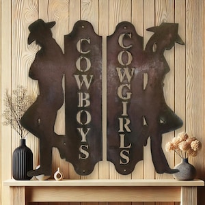 Western Restroom Door Signs | Rustic Outhouse Restaurant Signage (set ...
