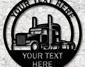 Custom Semi Truck Metal Wall Art, Personalized Semi Truck Name Sign ...