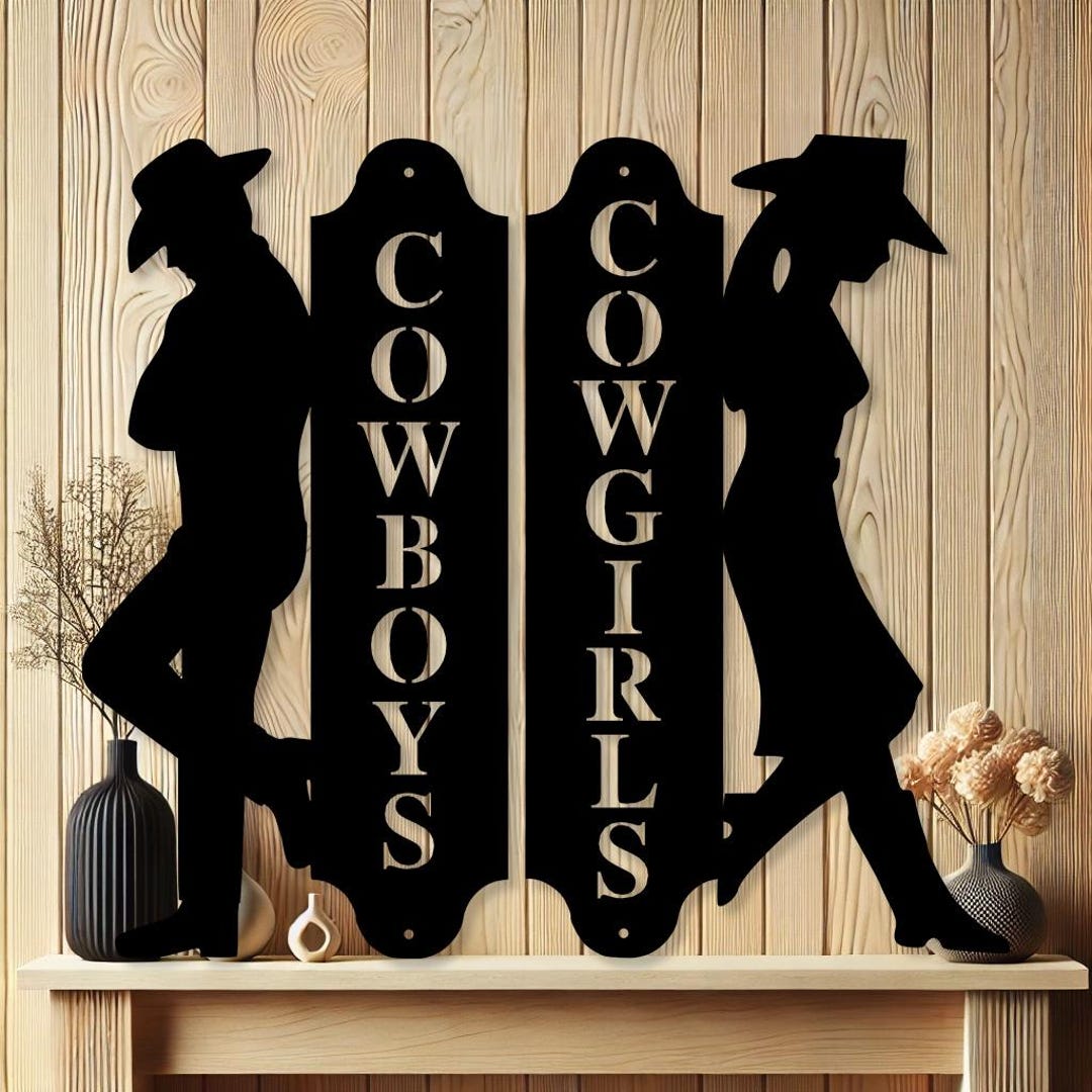 Western Restroom Door Signs | Rustic Outhouse Restaurant Signage (set ...