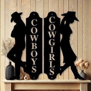 Western Restroom Door Signs | Rustic Outhouse Restaurant Signage (set ...
