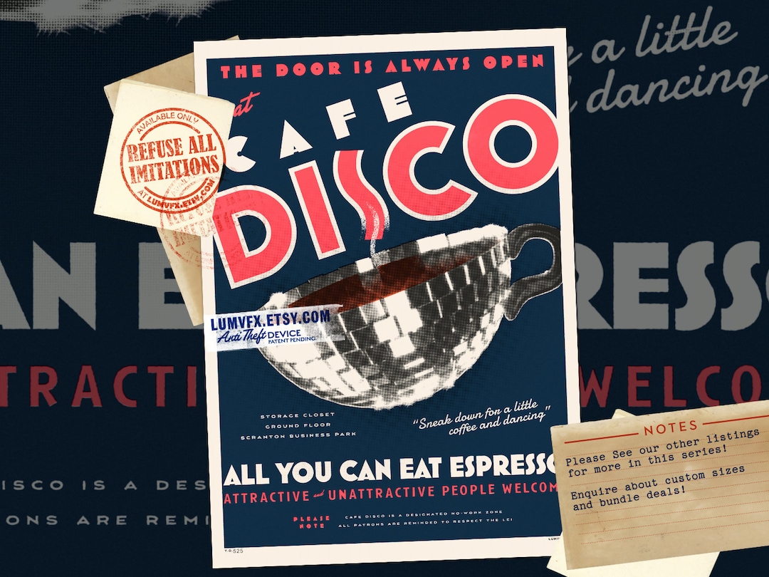 The Office Cafe Disco Poster Print- Vintage Style Advertising Poster ...