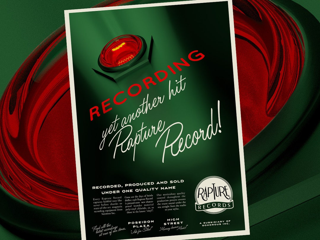 Bioshock Inspired Rapture Records Label Print - Vintage Style Advert - Etsy
