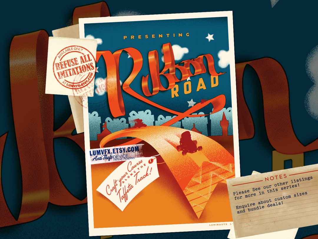 Mario Kart Inspired Ribbon Road Vintage Style Artwork - Poster Print - Etsy