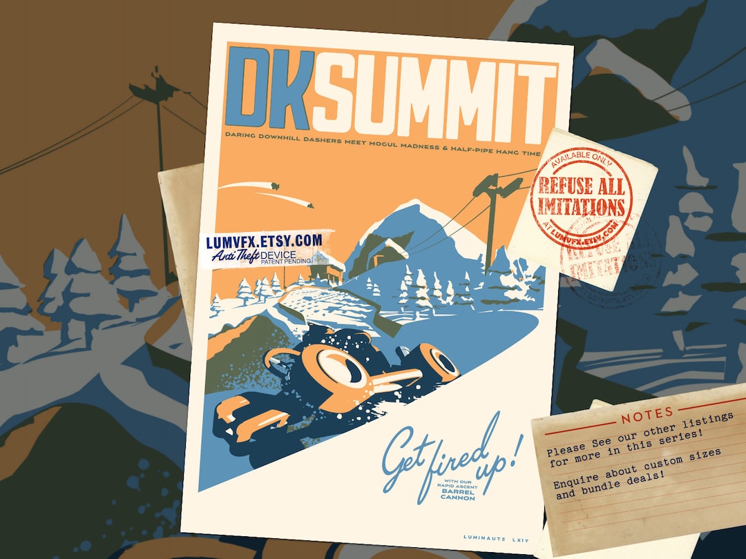 Mario Kart Inspired DK Summit Vintage Style Artwork - Poster Print - Etsy