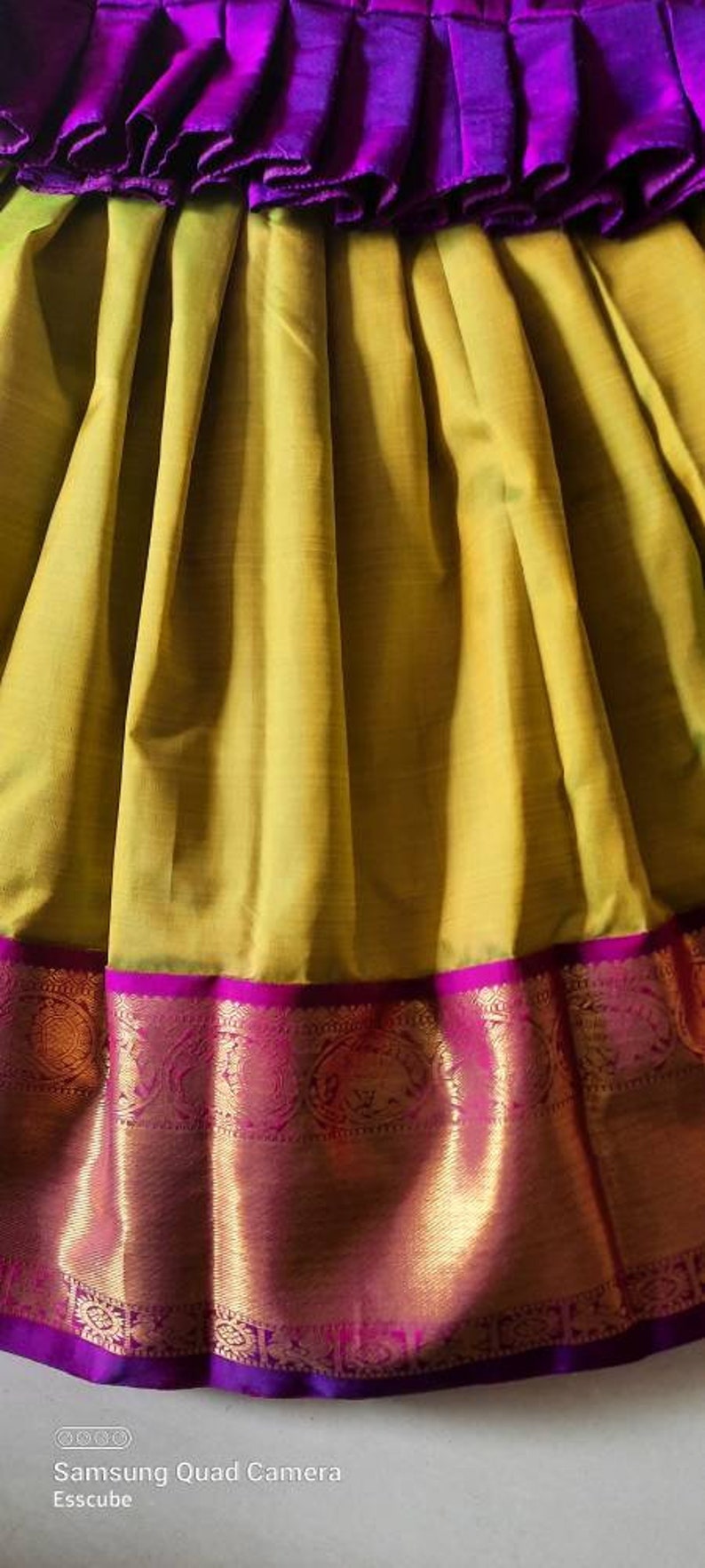 Light Green and Purple Pattu Pavadai for Girl Baby India - Etsy