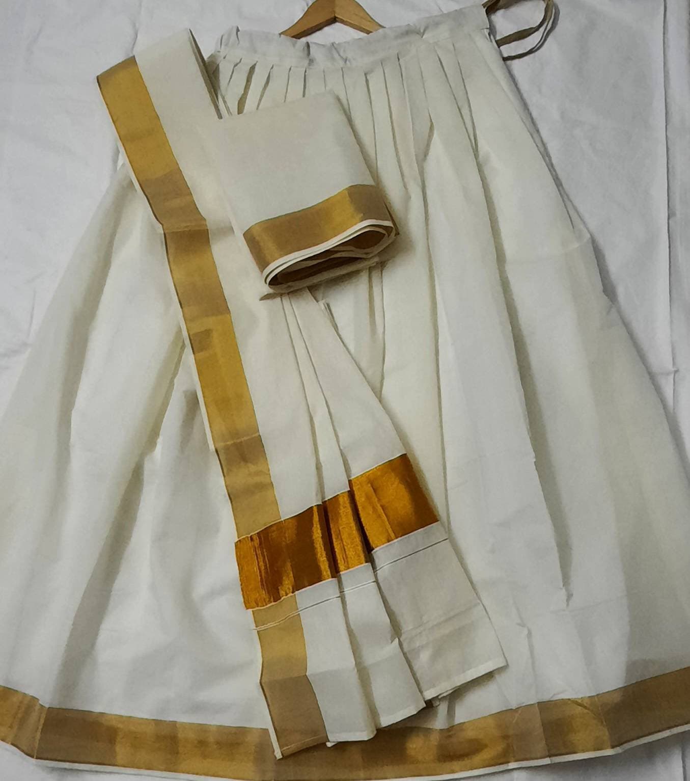 Kerala Mundu Style Cotton Half Saree Set Skirt and Blouse | Etsy