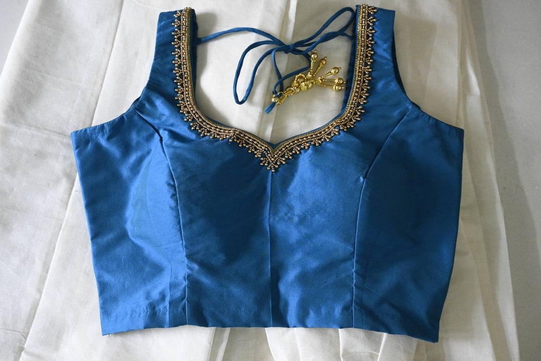 Kerala Mundu Style Cotton Half Saree Set - Skirt and Contrast Blouse ...