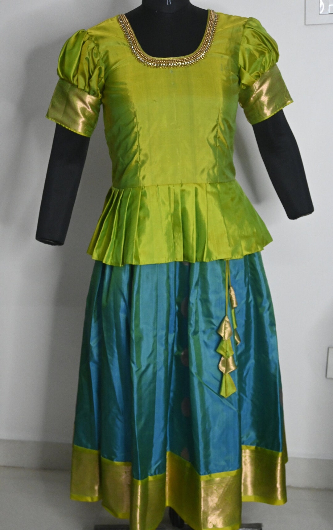 Kanchipuram Pattu Pavadai for Girls of All Ages With Beautiful Aari ...