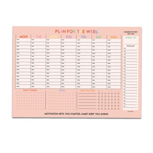 Weekly Desk Planner in a Peach, Desk Planner, Habit Tracker, Planner ...