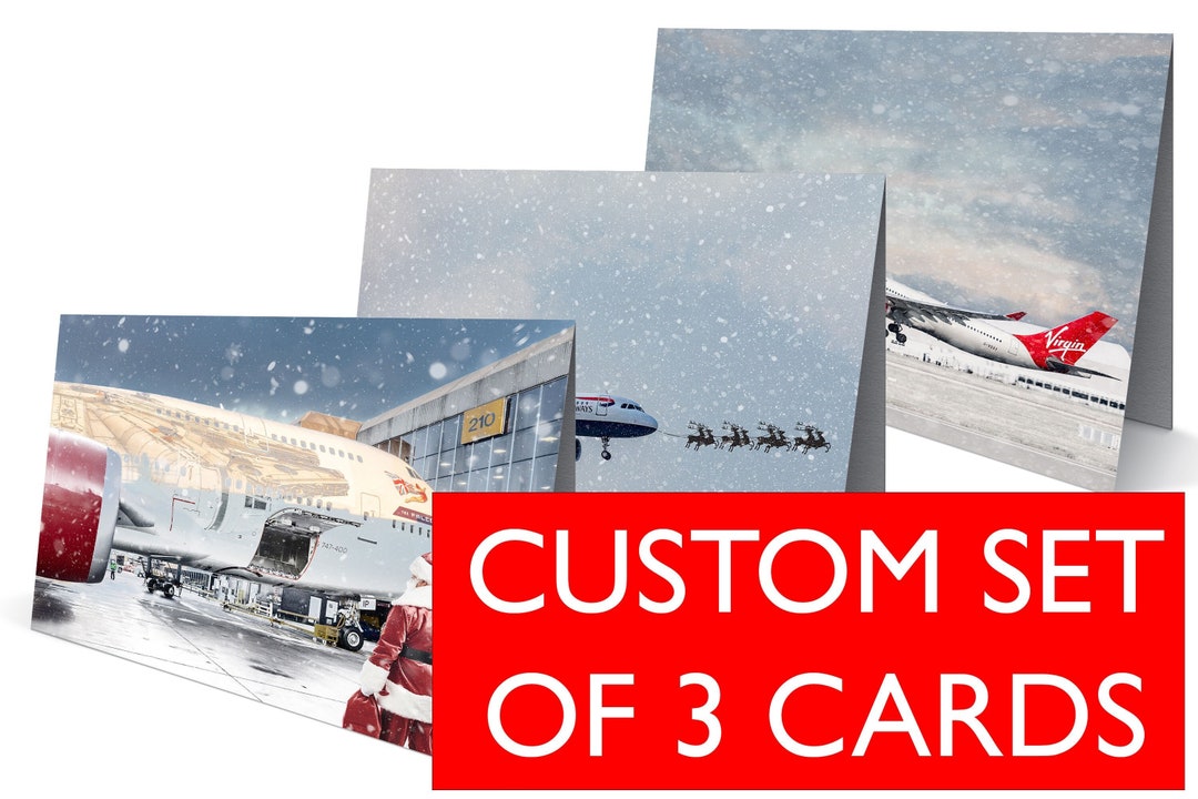 Aviation Christmas Cards: Set of 3 Airline Greetings Cards - Etsy