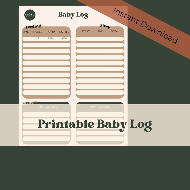 Baby Log | Printable | Instant Download | Nanny Log | Babysitter Chart ...
