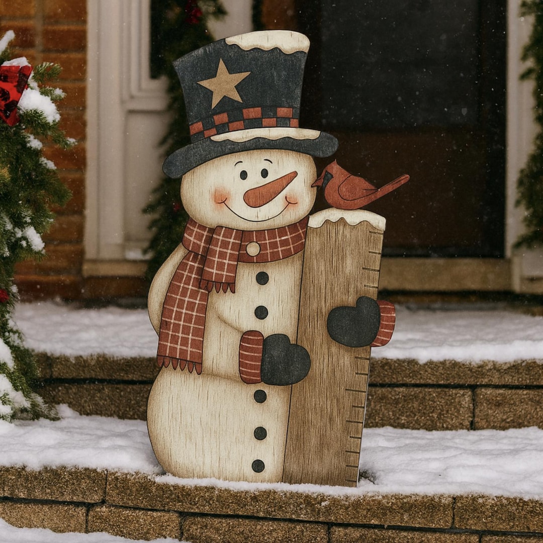 Rustic Wooden Snowman Yard Sign, Outdoor Winter Porch Decoration ...