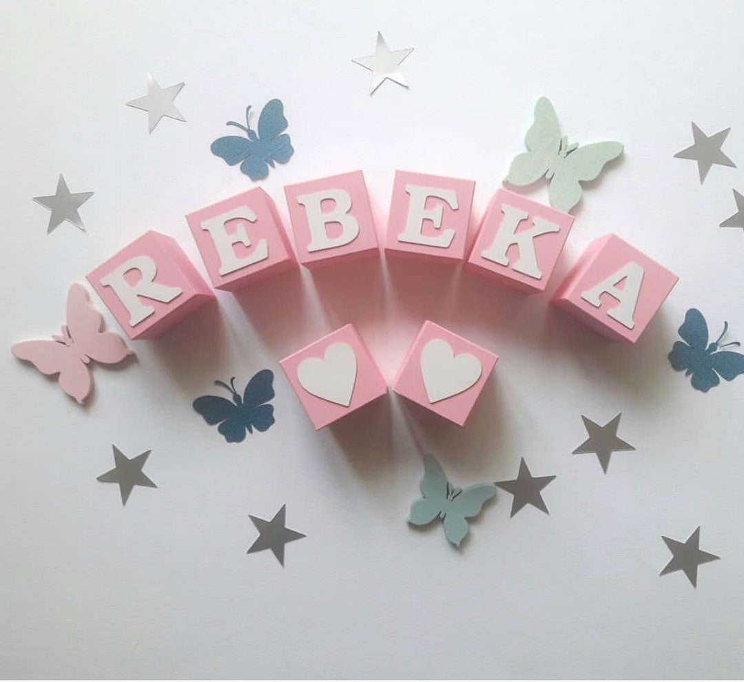 Baby Blocks Letters, Wooden Blocks With Name, Pink Baby Names ...
