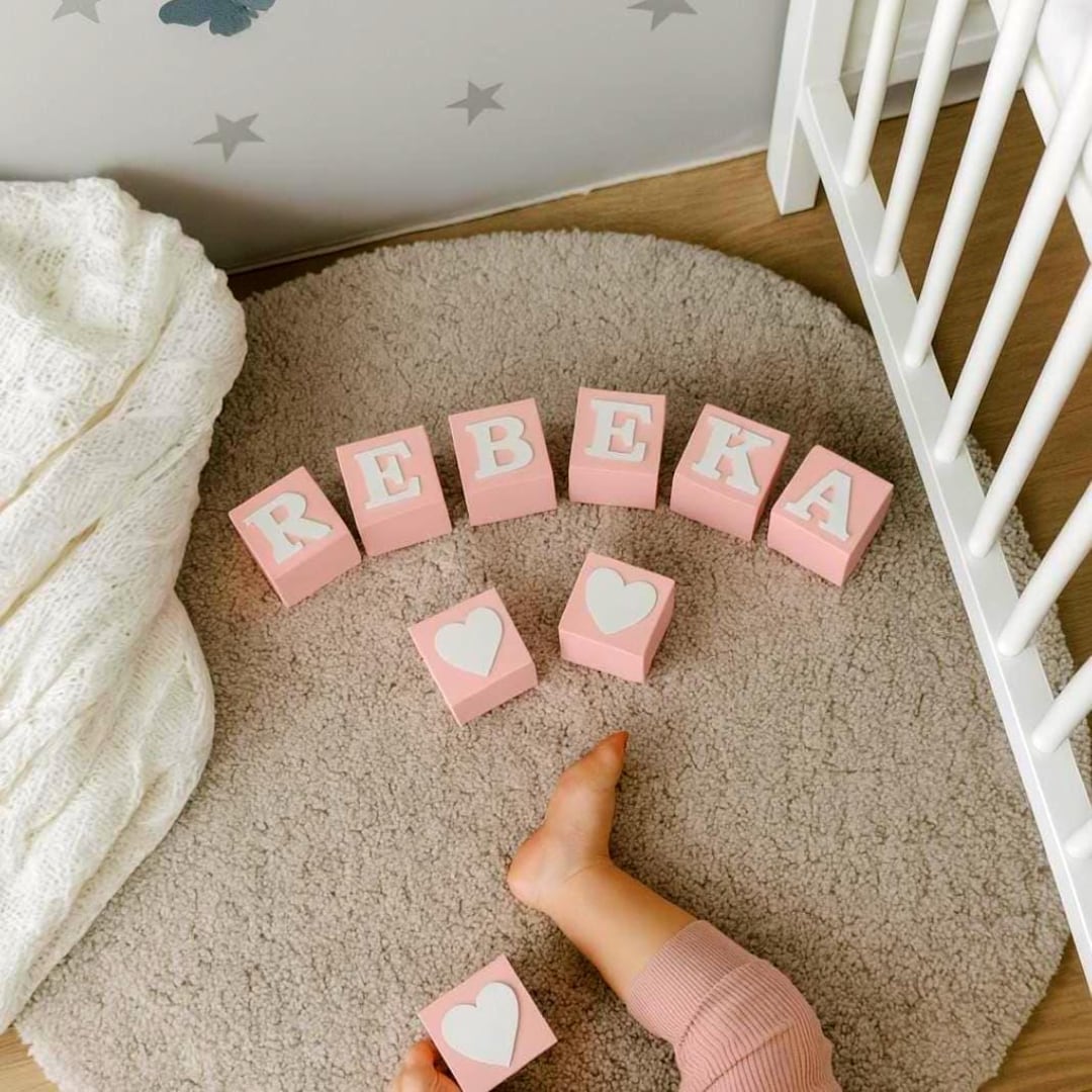 Personalized Name Blocks: Pastel Pink Nursery Decor, Wooden Letter ...