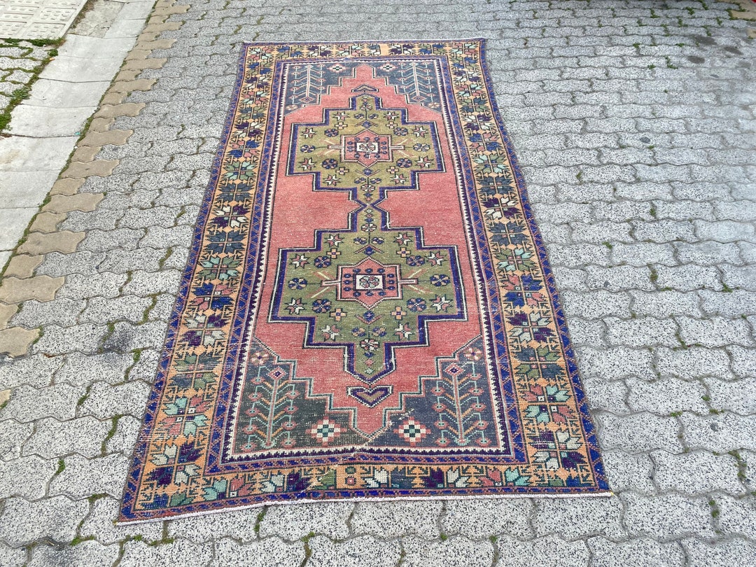 4x8 Rug, Oushak Rug, Handmade 4x8 Turkish Rug, Wool Rug, Medium Size ...