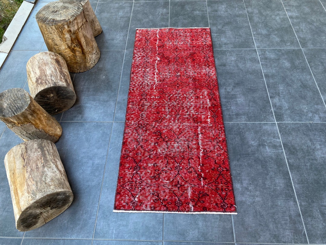 2x4 Burgundy Red Runner, Oushak Runner, Turkish Wool Runner, Handmade ...