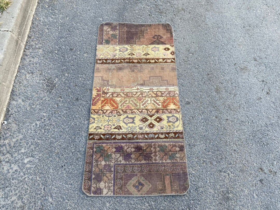Patchwork Rug, 2x4 Vintage Area Rug, Turkish 2x4 Rug, Modern Design ...