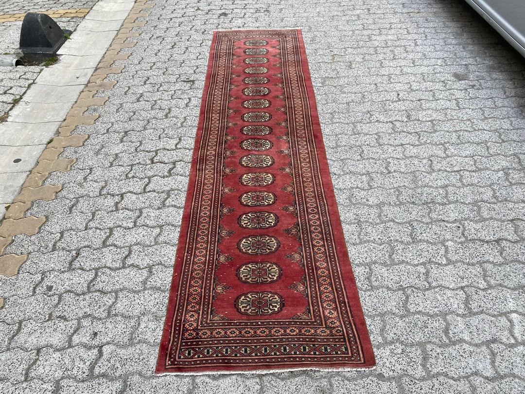 Burgundy Red Wool Runner Rug, 2x9 Turkish Hallway Runner, Vintage ...
