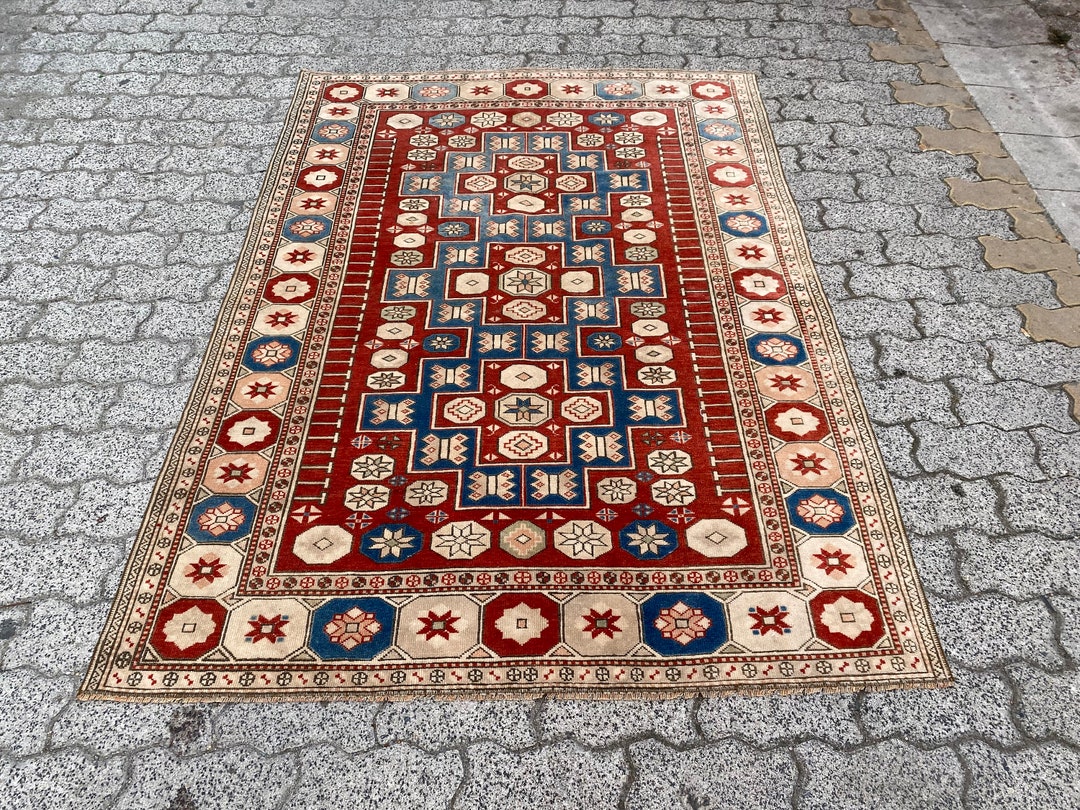 Muted Red Anatolian Carpet, 4x6 Wool Area Rug, Handmade Turkish Rug ...