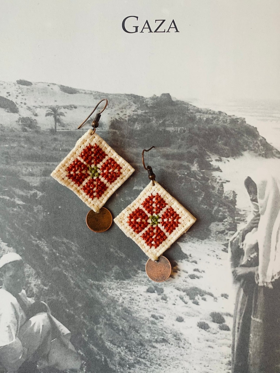 Gaza Earrings. Palestinian Embroidered Earring. Tatreez. Ethnic Boho ...