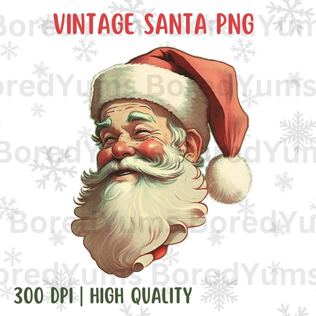 Vintage Santa PNG Clipart 1950s Vintage PRINTABLE Christmas Card Red ...