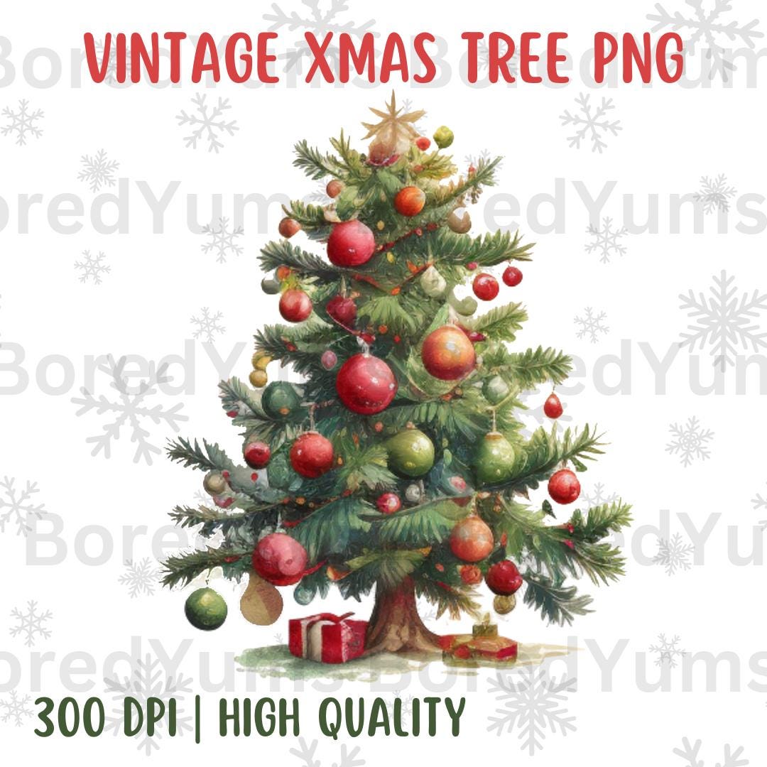 Vintage Christmas Tree PNG Clipart 1950s Vintage PRINTABLE Christmas ...