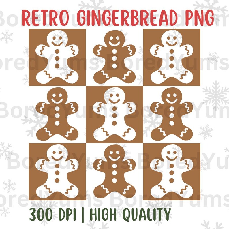 Retro Checkered Gingerbread Man PNG, Trendy Distressed Christmas PNG ...
